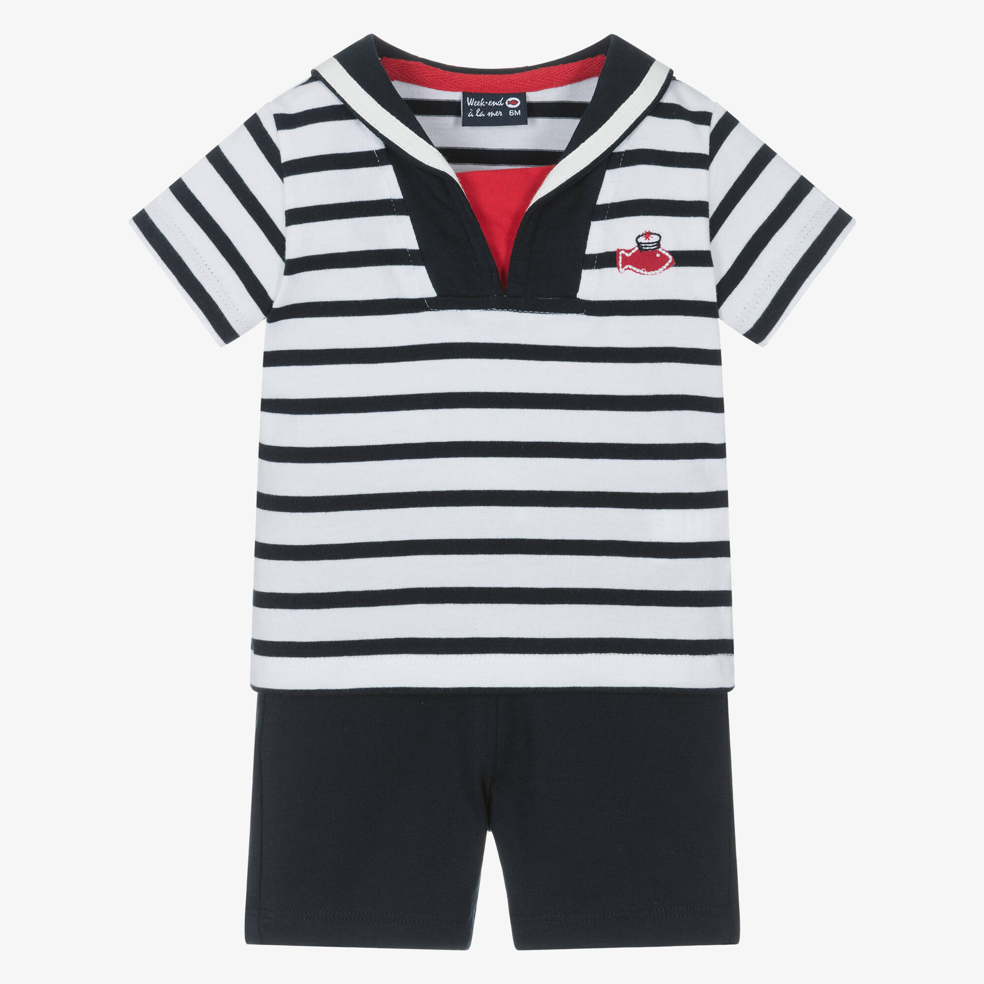Week-end à la mer - Boys Striped Cotton Sailor Ensemble | Childrensalon ...