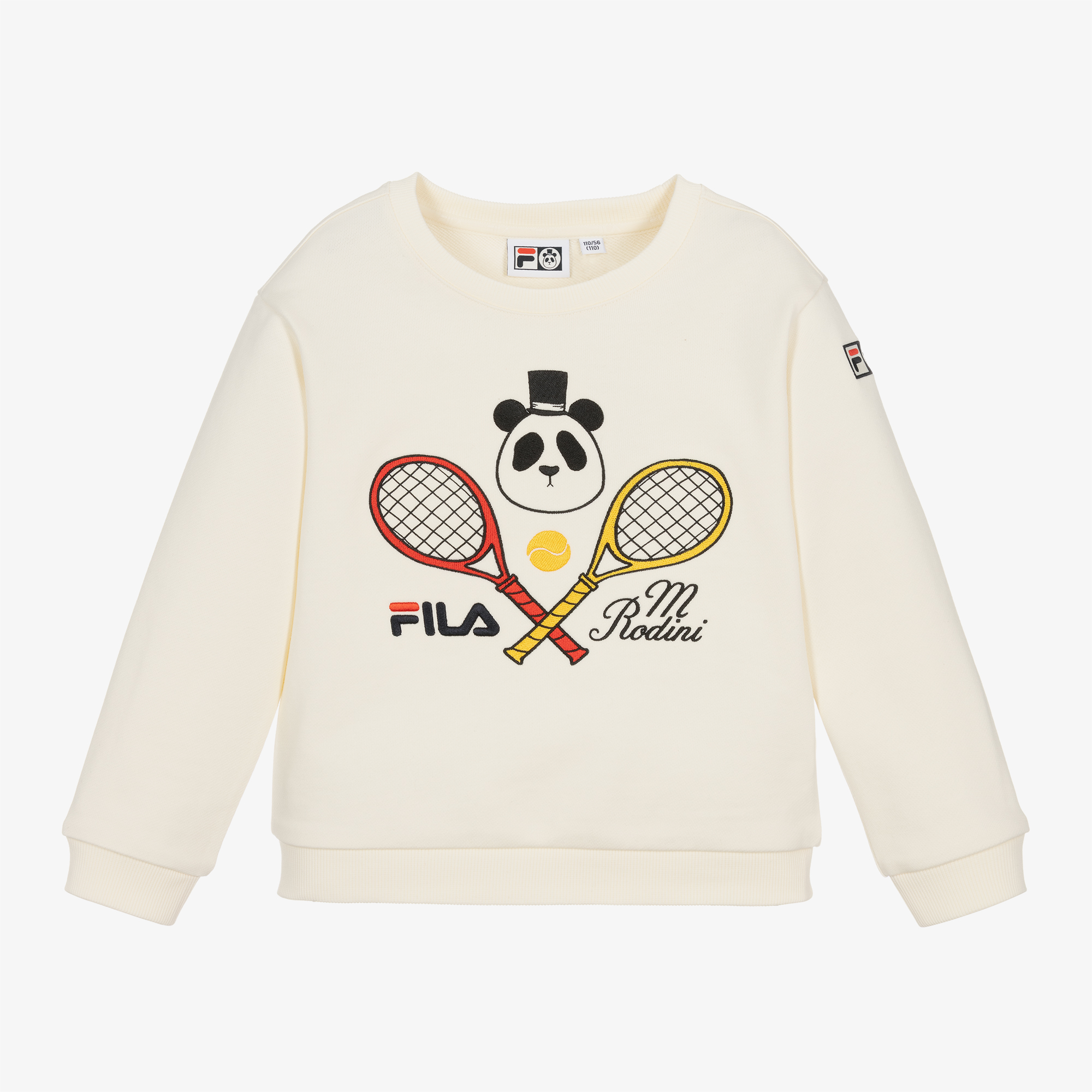 Mini Rodini Ivory Organic Cotton Embroidered FILA Sweatshirt