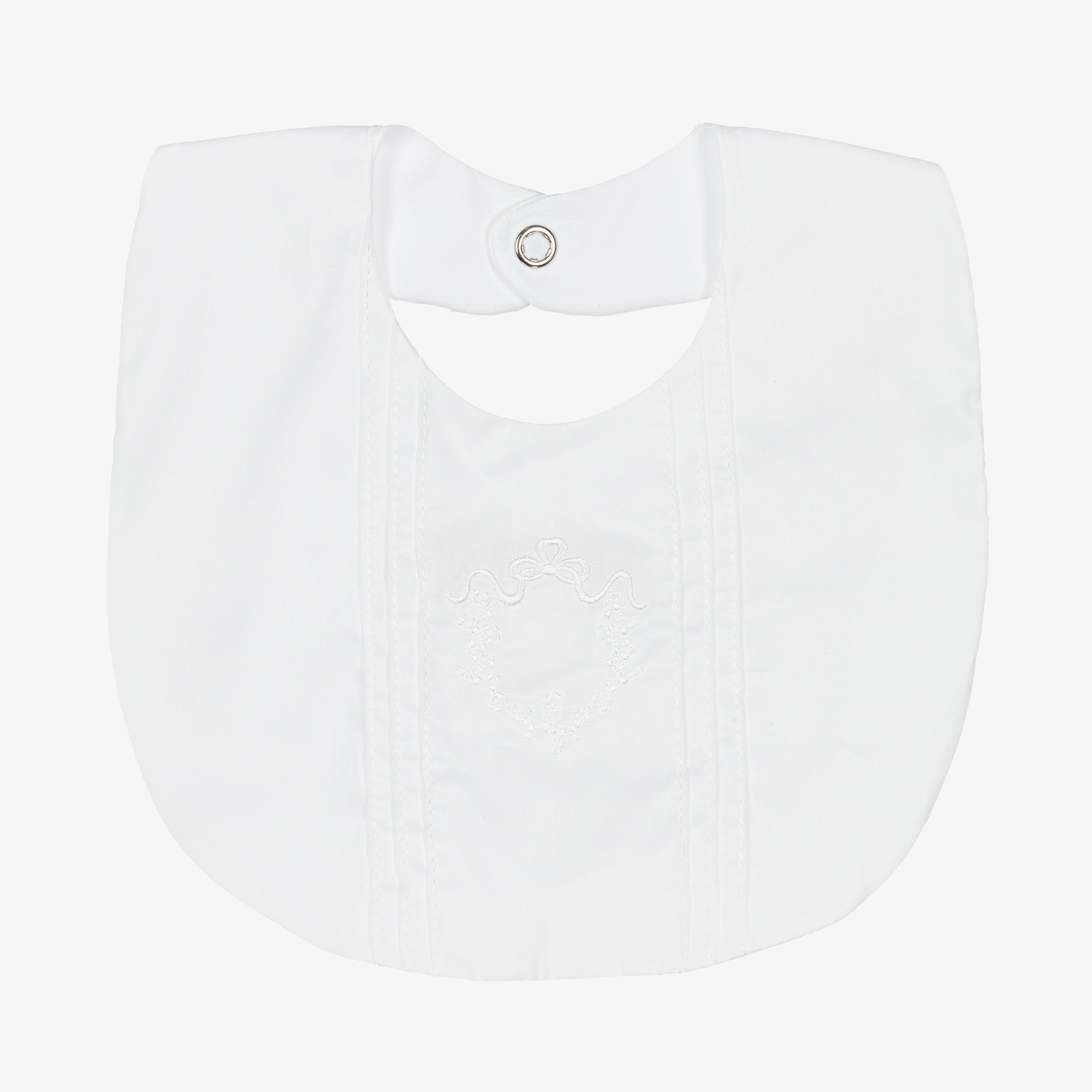 Purete Du. Bebe White Embroidered Cotton Baby Bib Childrensalon Outlet